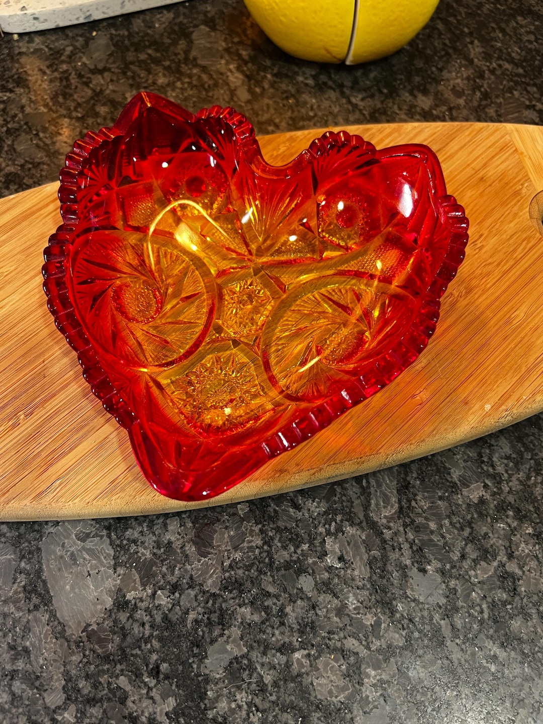 L.E. Smith Amberina Heart-shaped Dish Pinwheel Design - Etsy