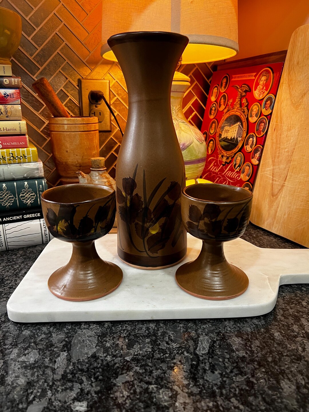 1970s Studio Pottery Carafe & Goblet Set: Bennett Welsh Pacific ...