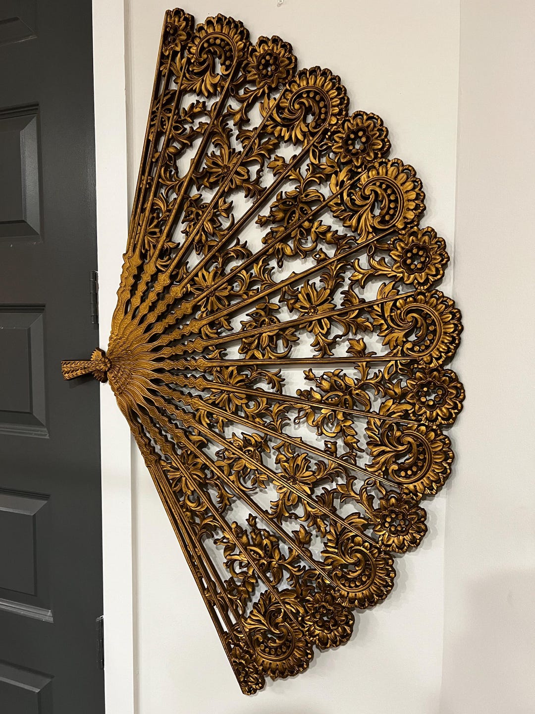 XL Vintage Burwood Wall Fan 4402 Gold Hollywood Regency Mid-century ...