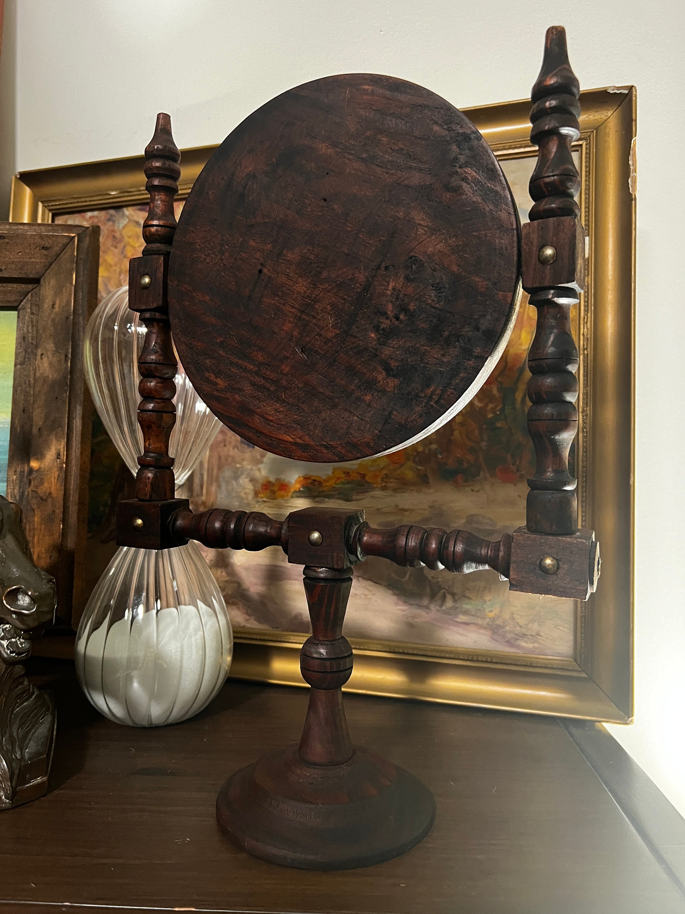 Victorian Wood Pedestal Shaving Mirror - Etsy