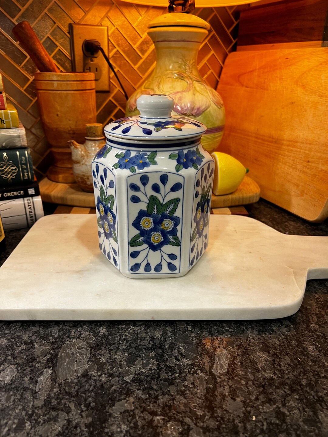 Vintage Zhong Guo Zhi Zao Floral Ceramic Canister With Lid | Satsuma ...