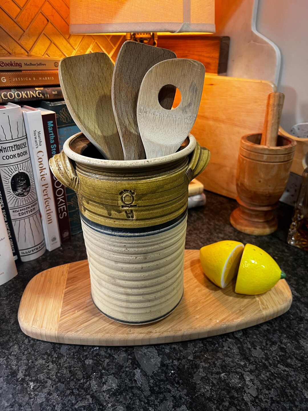 Studio Pottery Handled Utensil Crock Denton, Texas Rustic Handmade ...