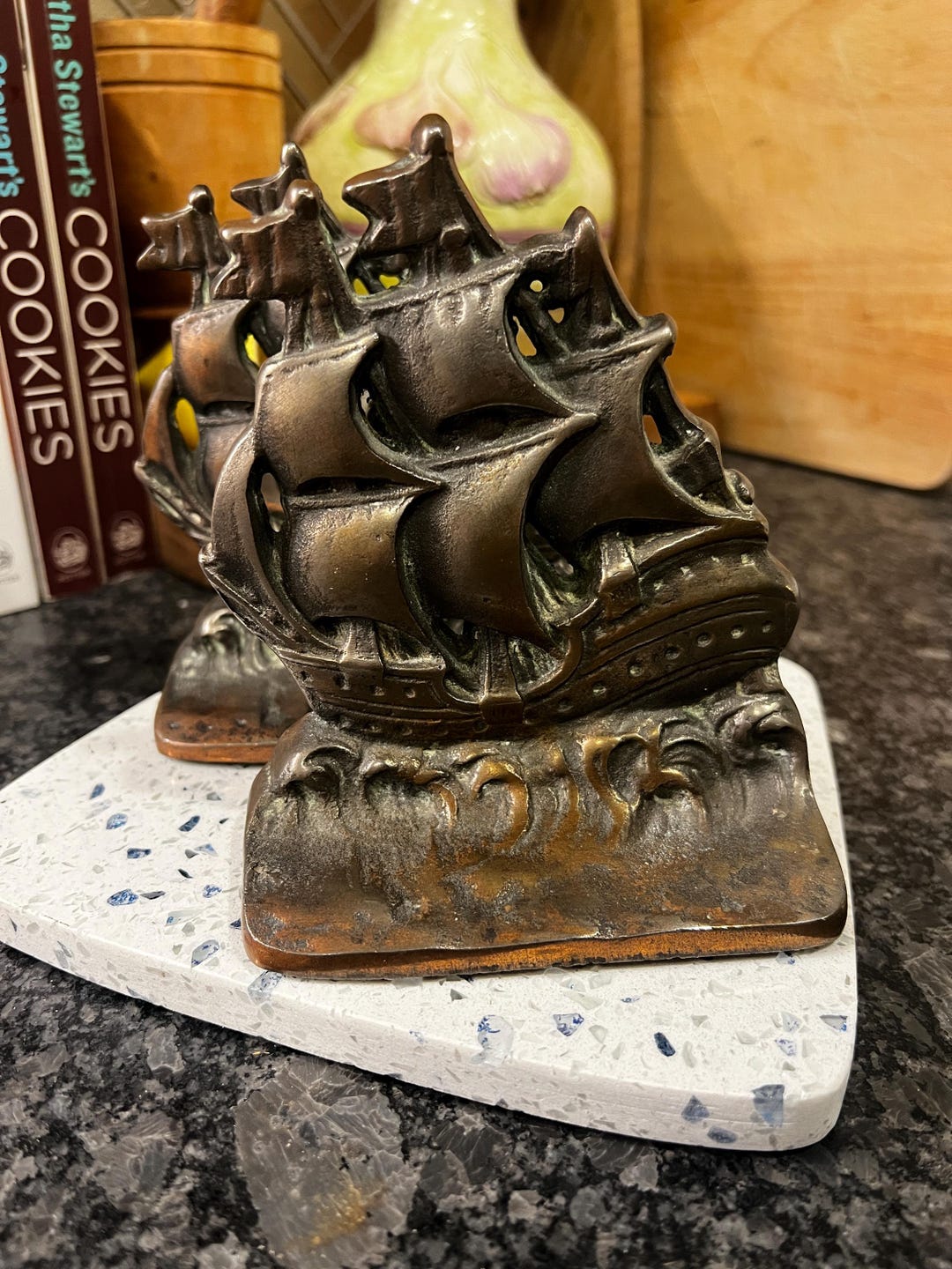 Pair of Heavy Brass Ship Bookends - Etsy