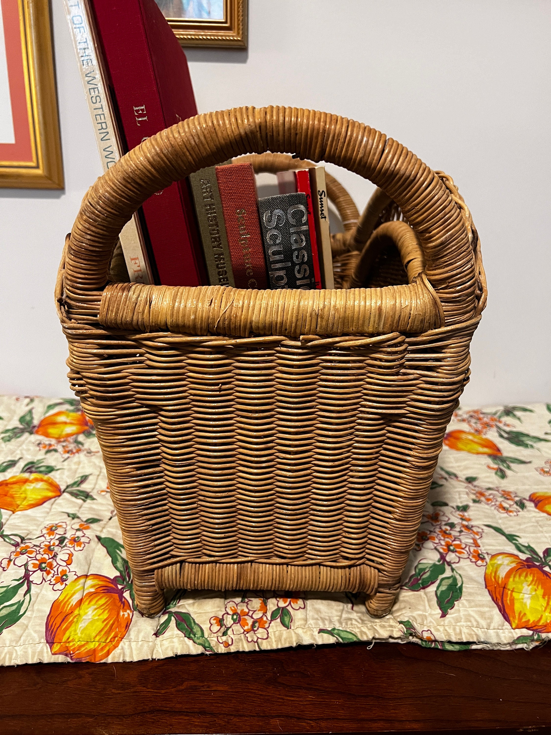 Vintage Wicker Magazine Rack - Etsy