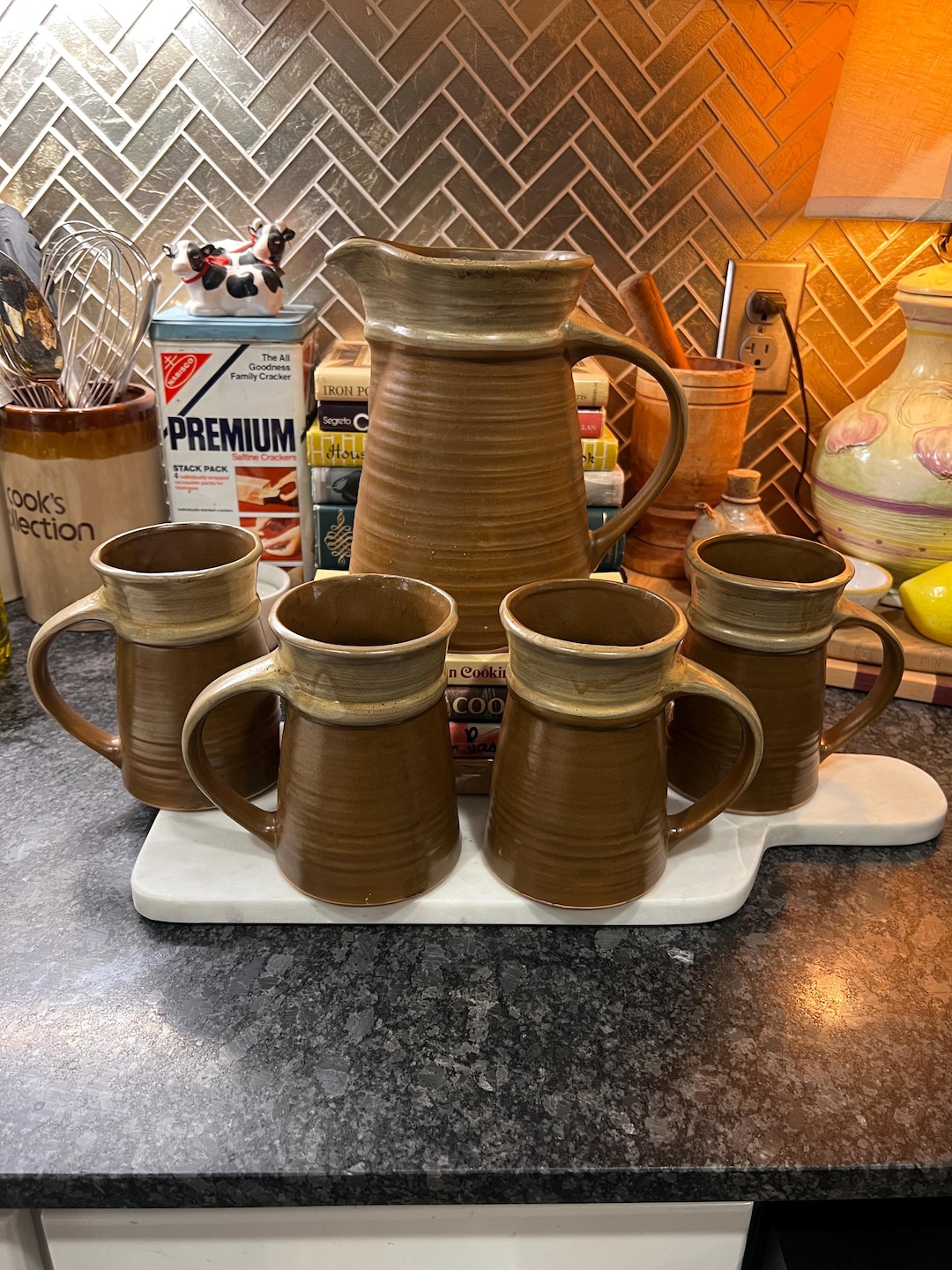 1960s Pacific Stoneware Pitcher and Mug Set – Hand-thrown Pottery, 5 ...