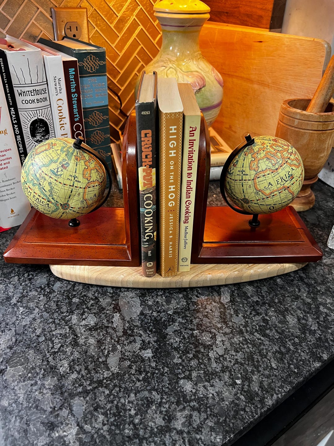 Pair of Vintage Old World Globe Wooden Bookends 7 X 7 X 5 - Etsy