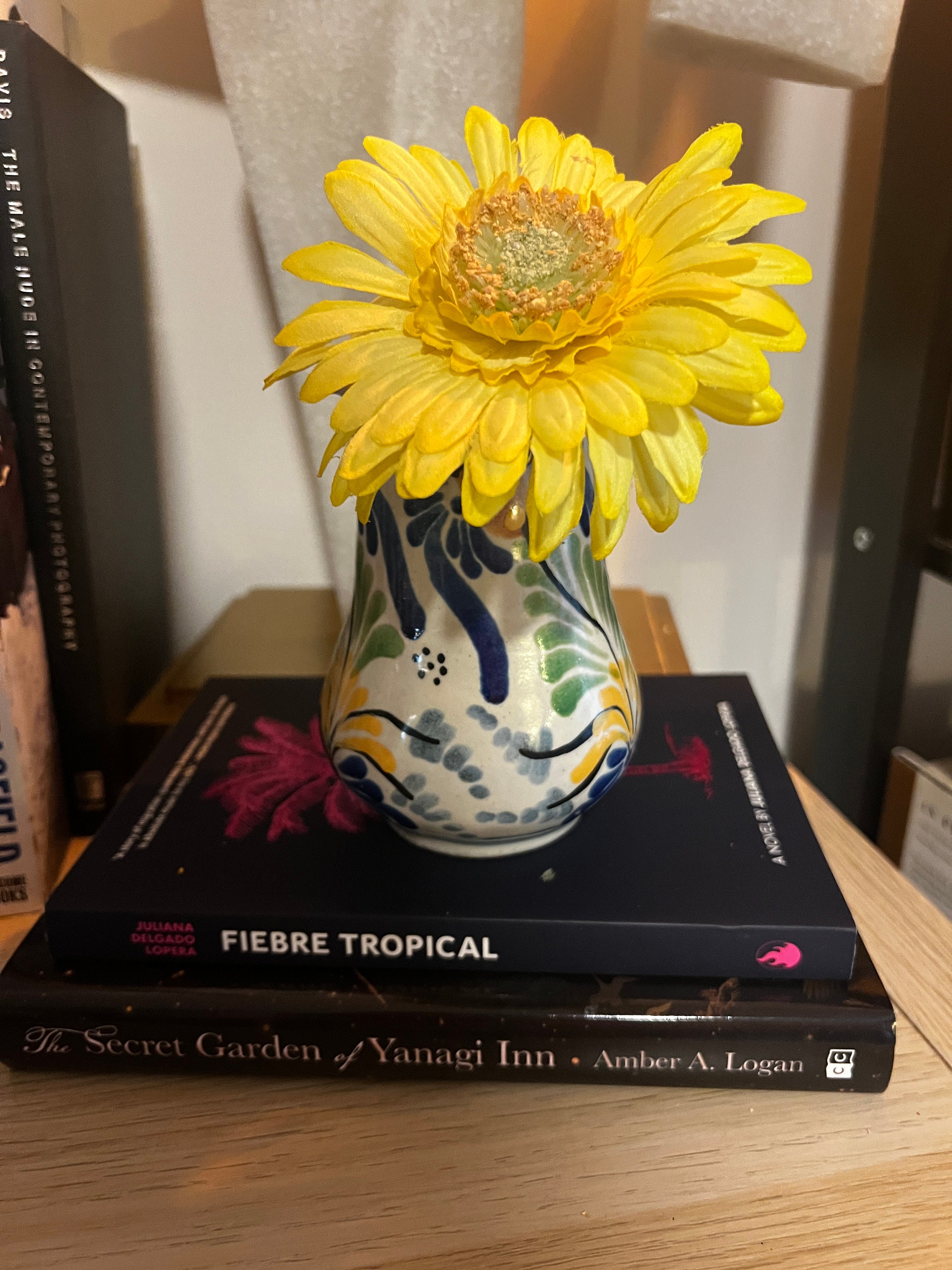 Vintage Casa Rugerio Hand-painted Blue and Yellow Vase - Etsy