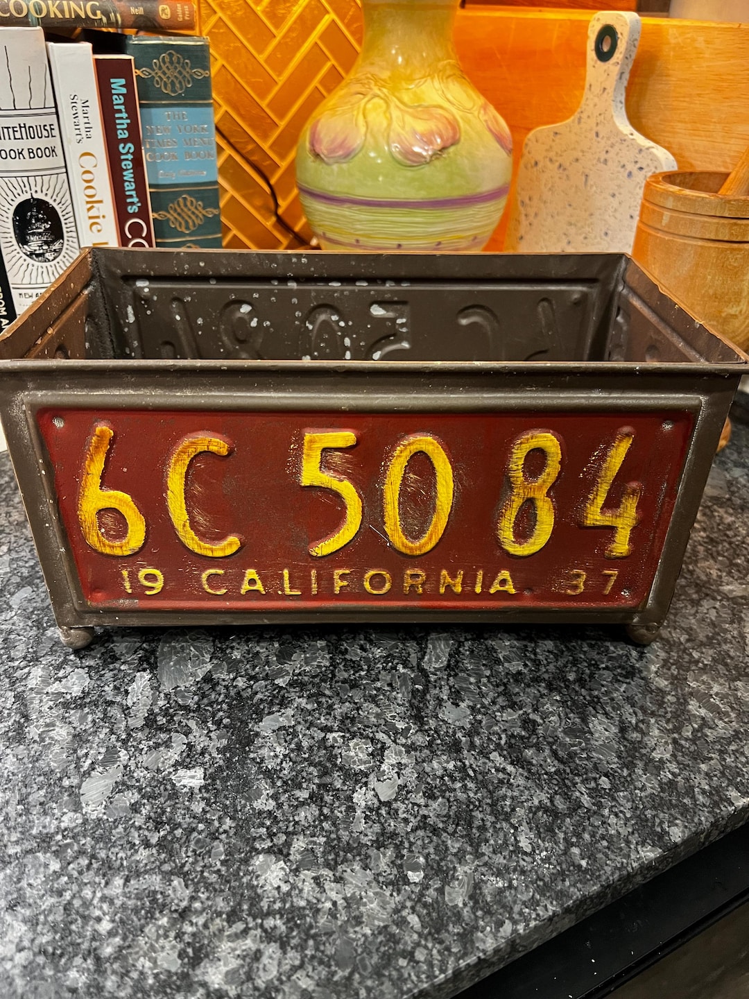 Vintage License Plate Planter - Rustic Charm - Etsy