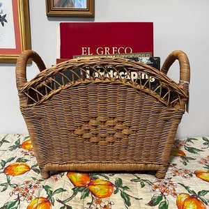 Vintage Wicker Magazine Rack - Etsy