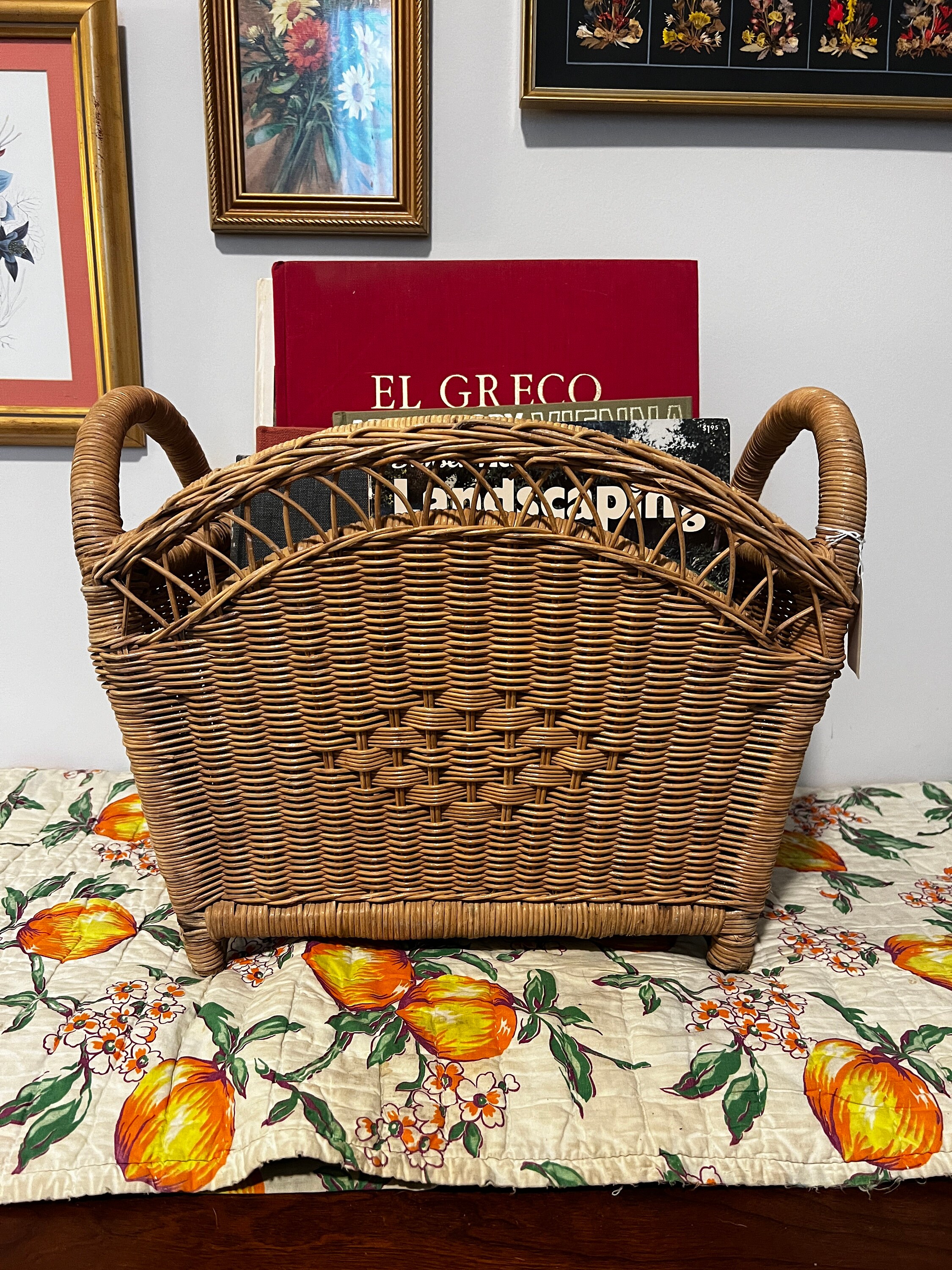 Vintage Wicker Magazine Rack - Etsy