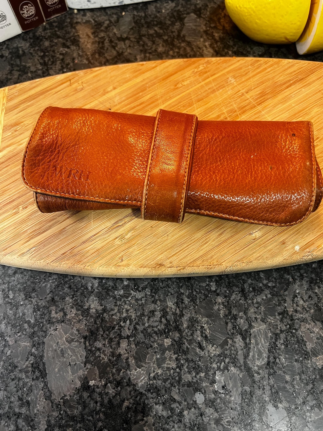 Levenger Bomber Jacket Pen Wrap 2.0 - Full-grain Leather Monogrammed ...