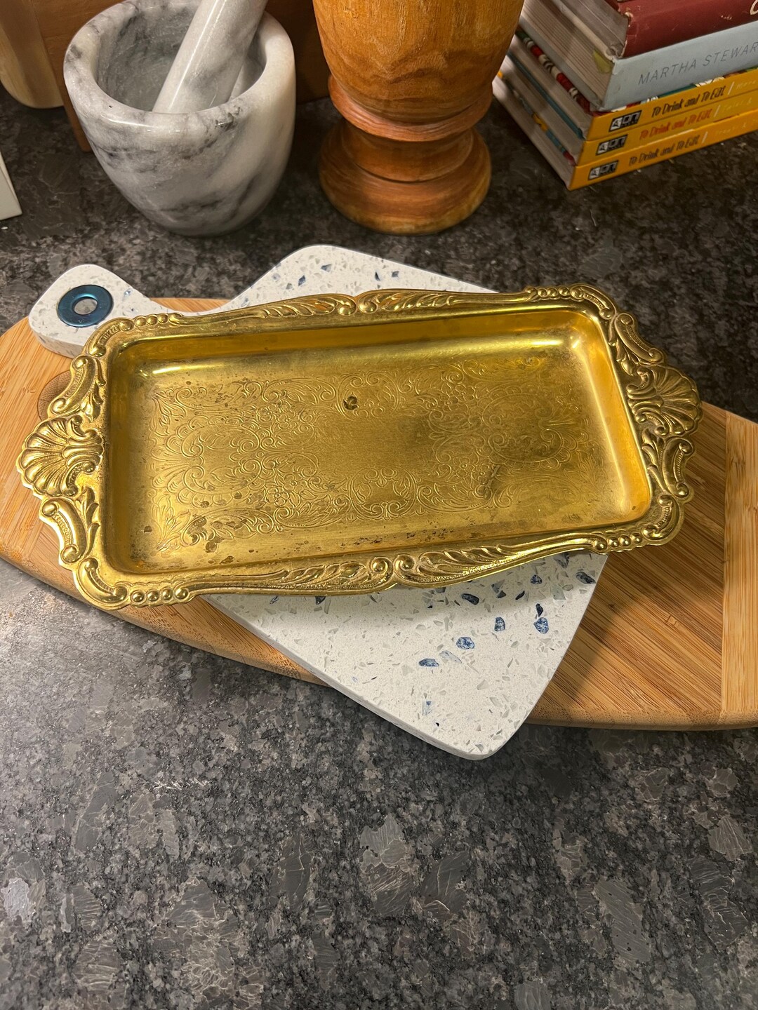 Vintage Copper Craft Engraved Brassware Tray - Etsy