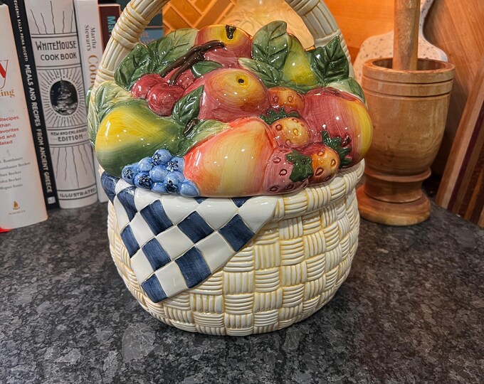Vintage Susan Winget Ceramic Fruit Basket Cookie Jar – Charming ...
