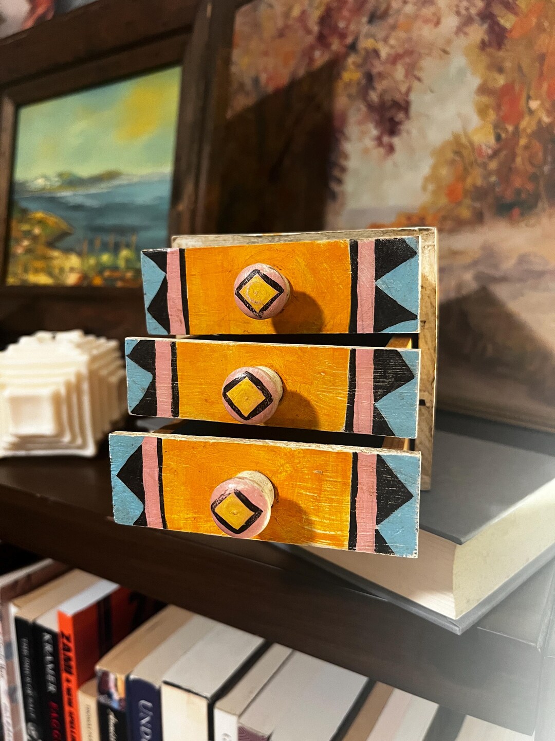 1980s Painted Southwest Three-drawer Box - Etsy