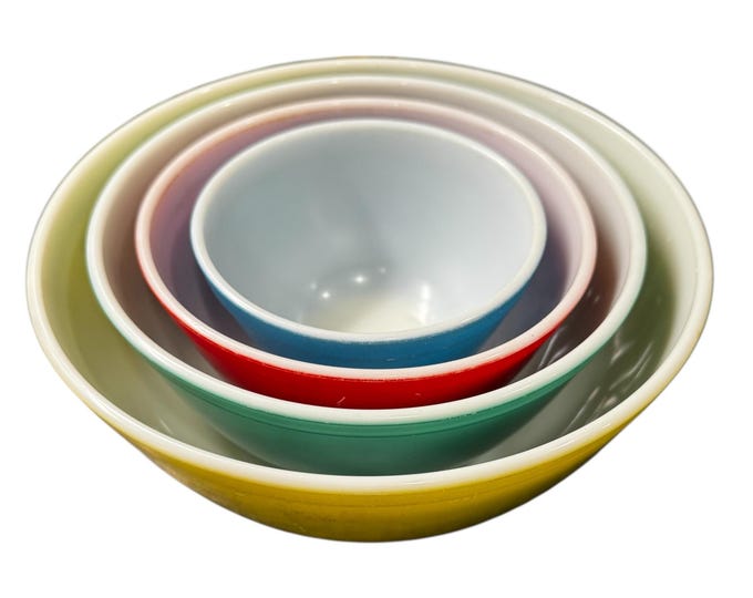 Vintage Pyrex Primary Colors Mixing Bowl Set | 4-piece Nesting Bowls - Etsy