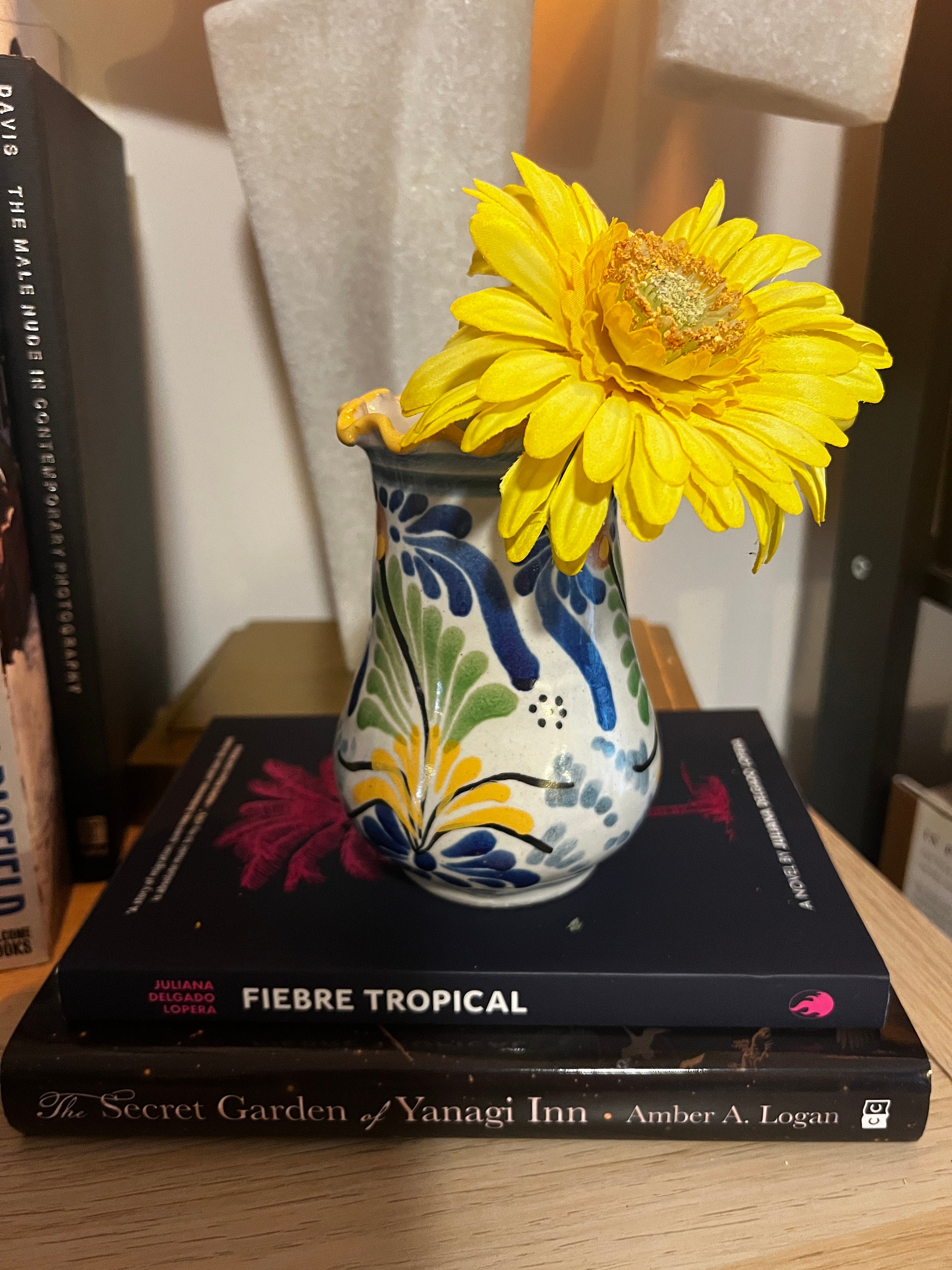 Vintage Casa Rugerio Hand-painted Blue and Yellow Vase - Etsy