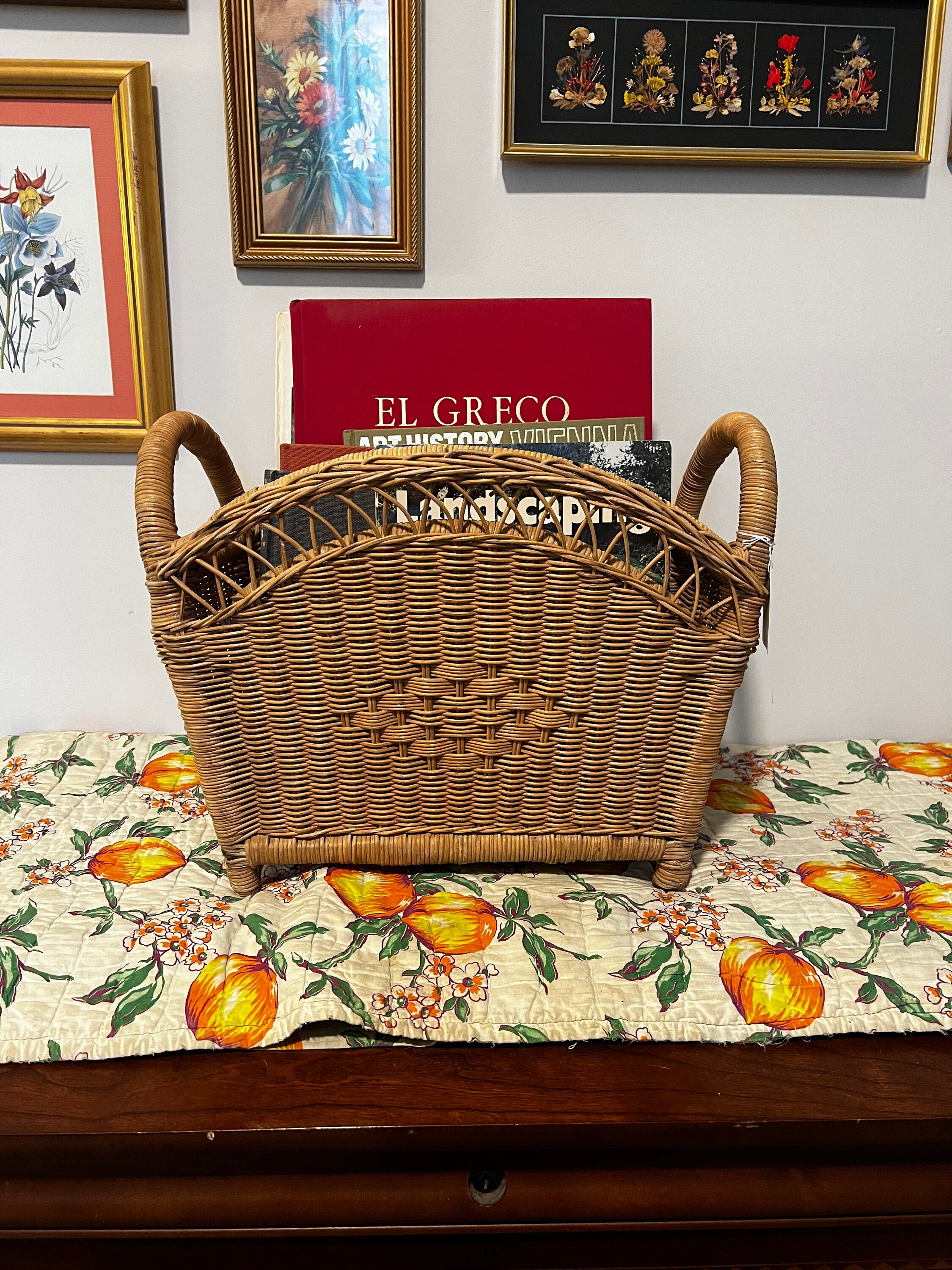 Vintage Wicker Magazine Rack - Etsy