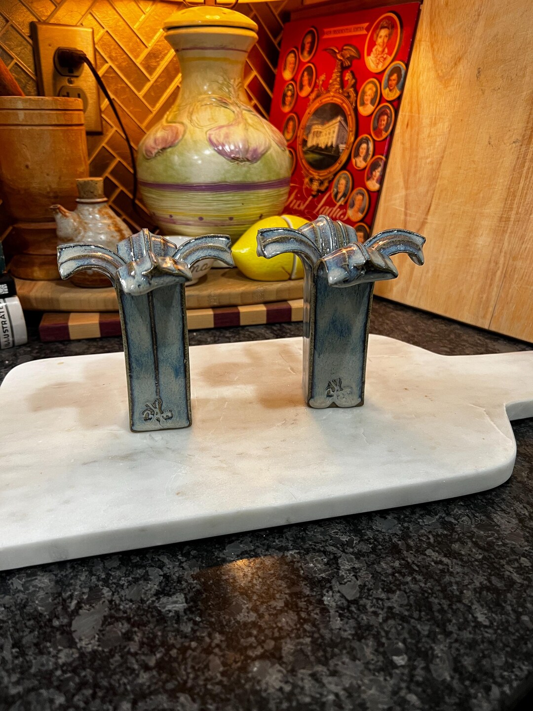 Vintage Paul Anthony Pottery Candlestick Holders – French Blue Glaze ...