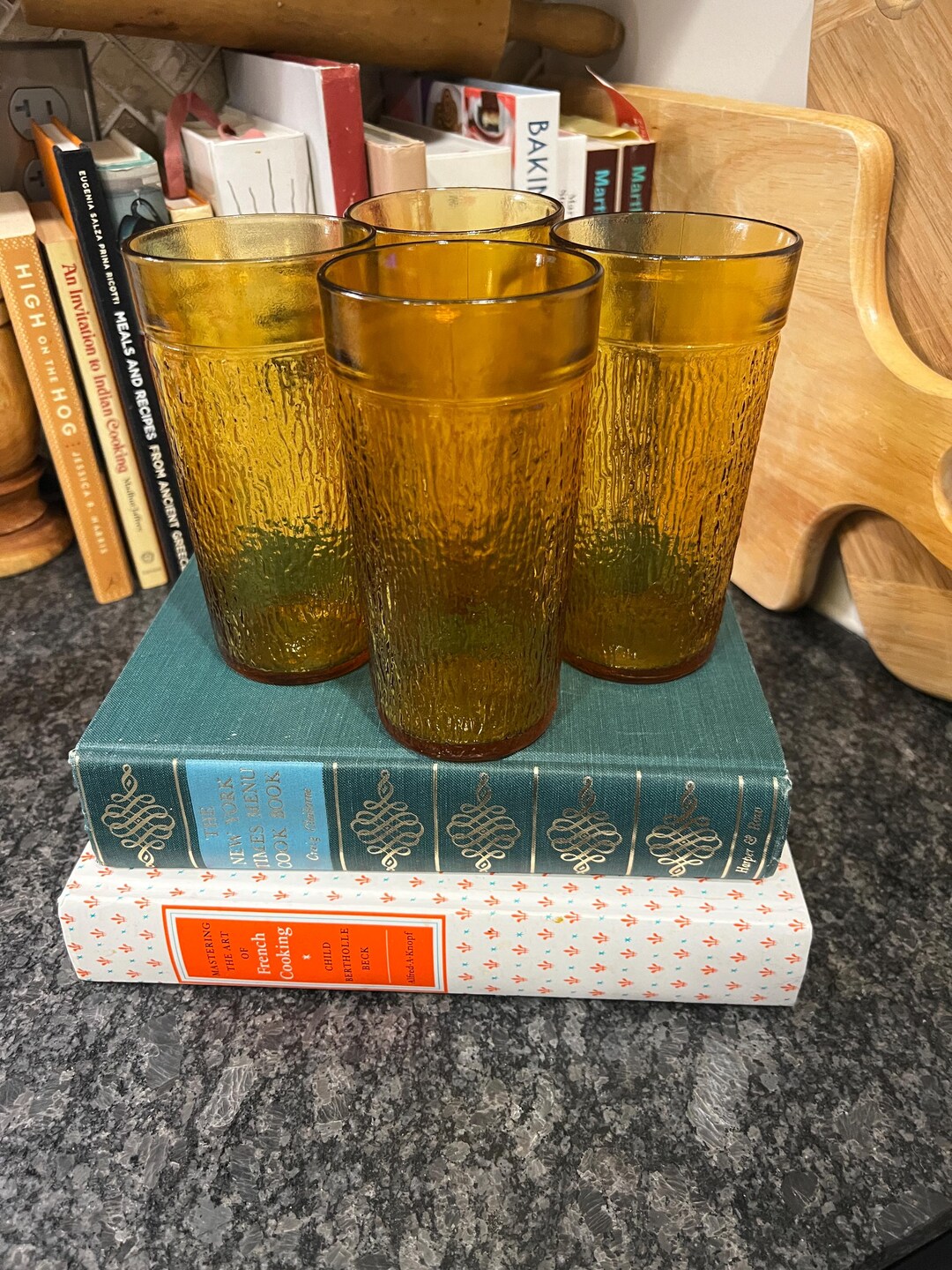 Vintage Amber Tree Bark 16oz Tumblers by Kerr – Set of 4, Mid-century ...