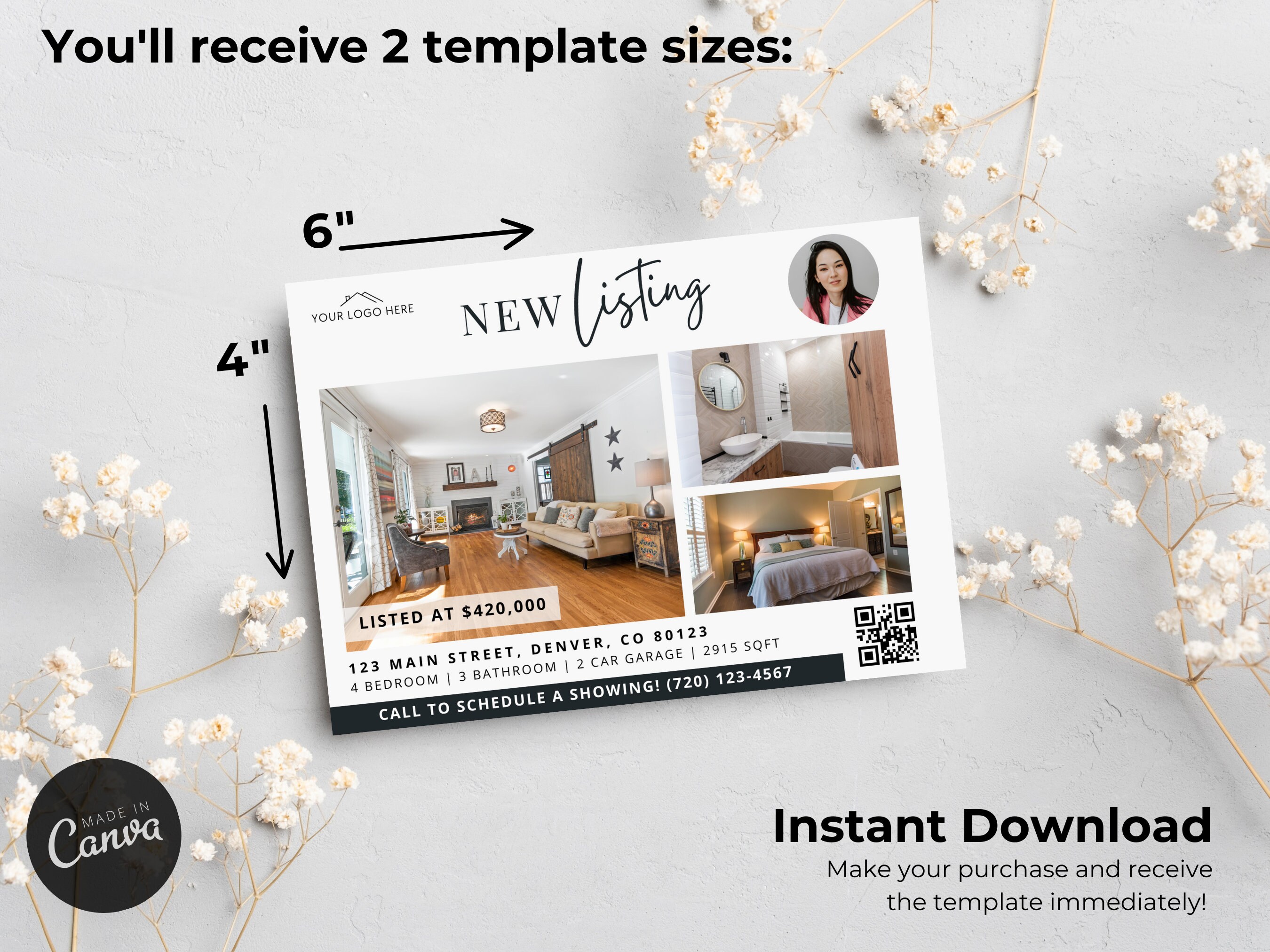 Real Estate Just Listed Postcard Real Estate Marketing - Etsy