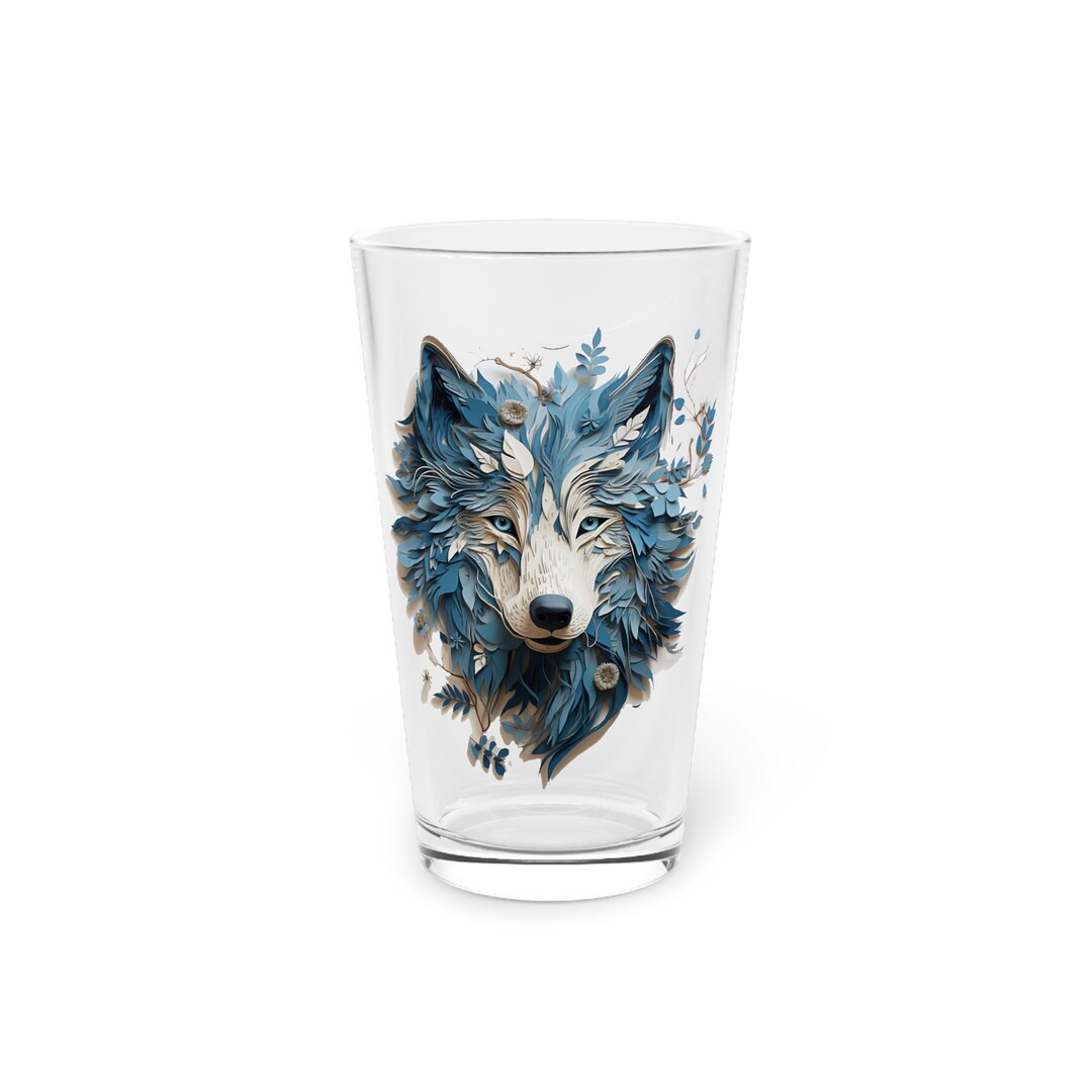Wolf Head Layered Paper Blue Wolf Series Pint Glass, 16oz - Etsy