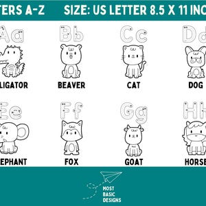 Digital Printable Animal Alphabet Tracing and Coloring Book ...