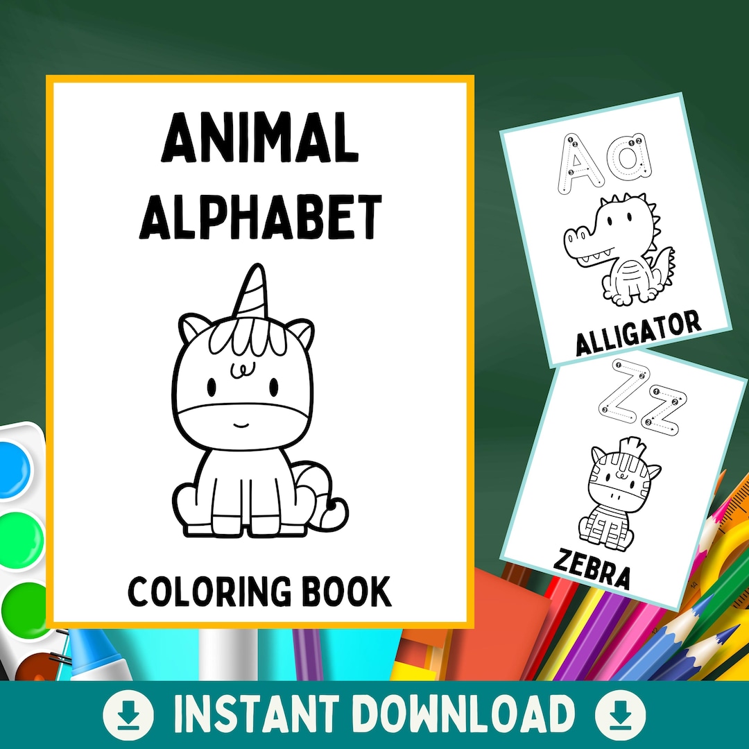 Digital Printable Animal Alphabet Tracing and Coloring Book ...