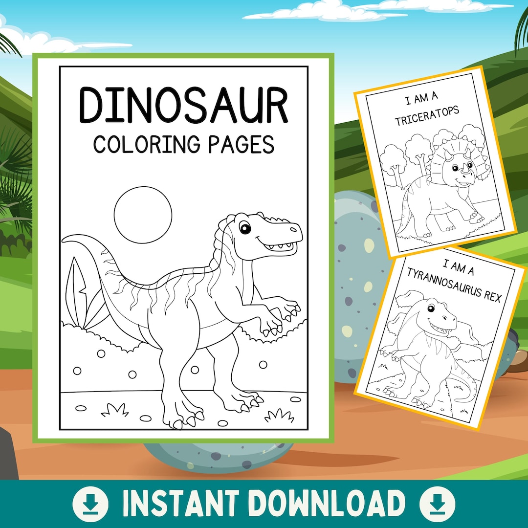 Digital Printable Dinosaur Friends Coloring Book, Educational Activity ...