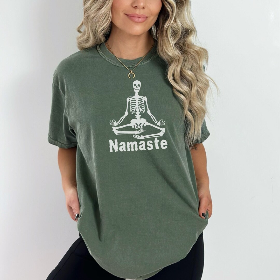 Namaste Skeleton, Halloween Yoga Tee, Funny Skeleton Yoga Shirt ...