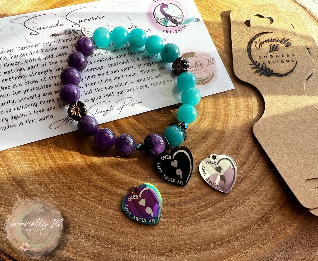 Suicide Awareness Survivor Mental Health Crystal Bracelet Energy ...