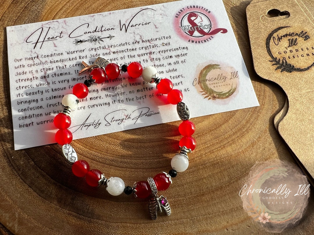 Heart Condition Awareness Warrior Crystal Bracelet Energy Jewelry ...