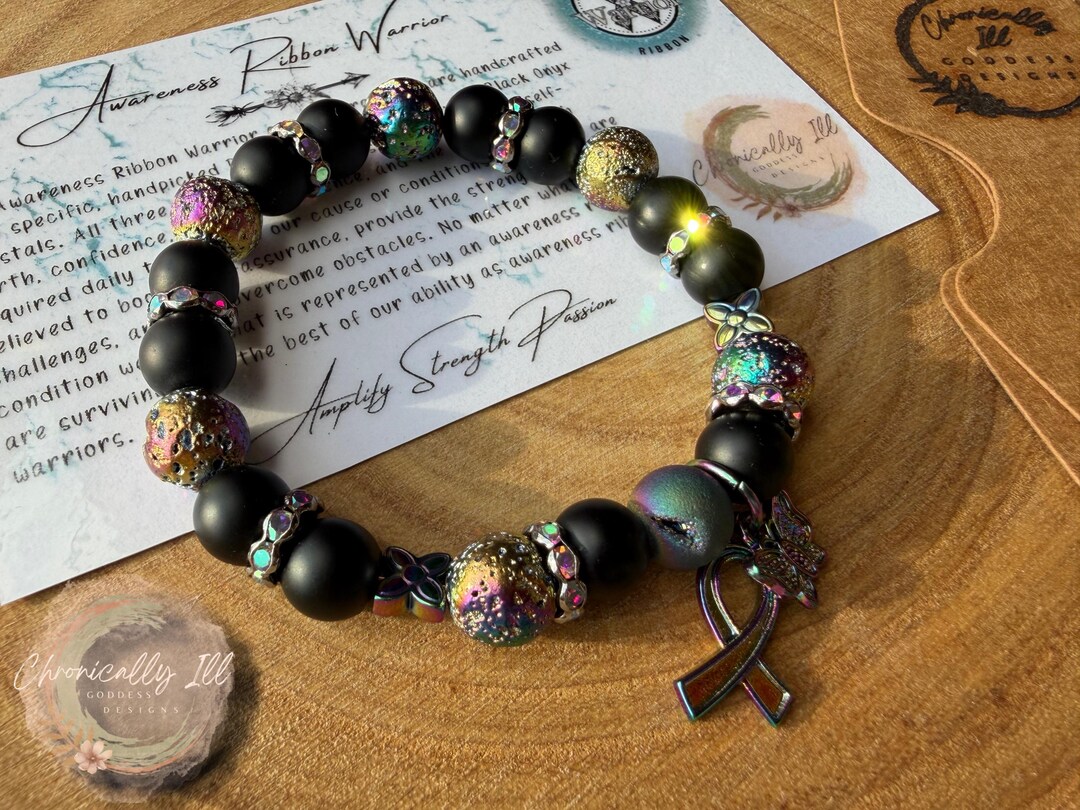 Rainbow Awareness Ribbon Warrior Crystal Bracelet Energy Jewelry ...