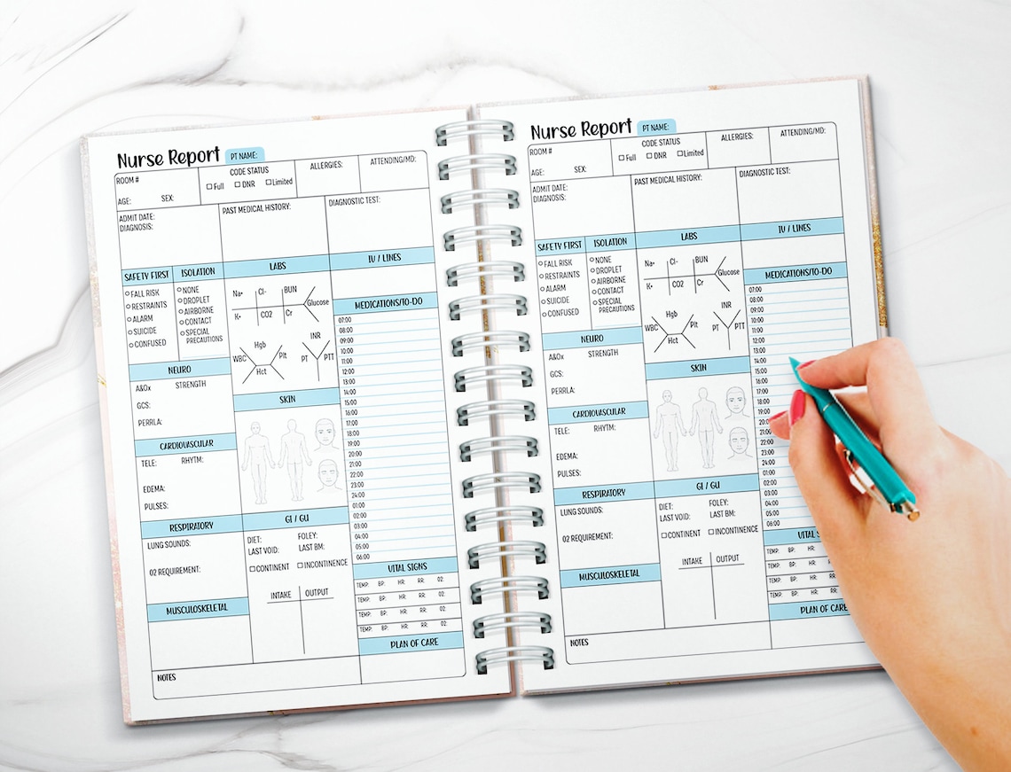 NURSE REPORT SHEET / Nursing Report Notebook / Nursing Daily Report - Etsy