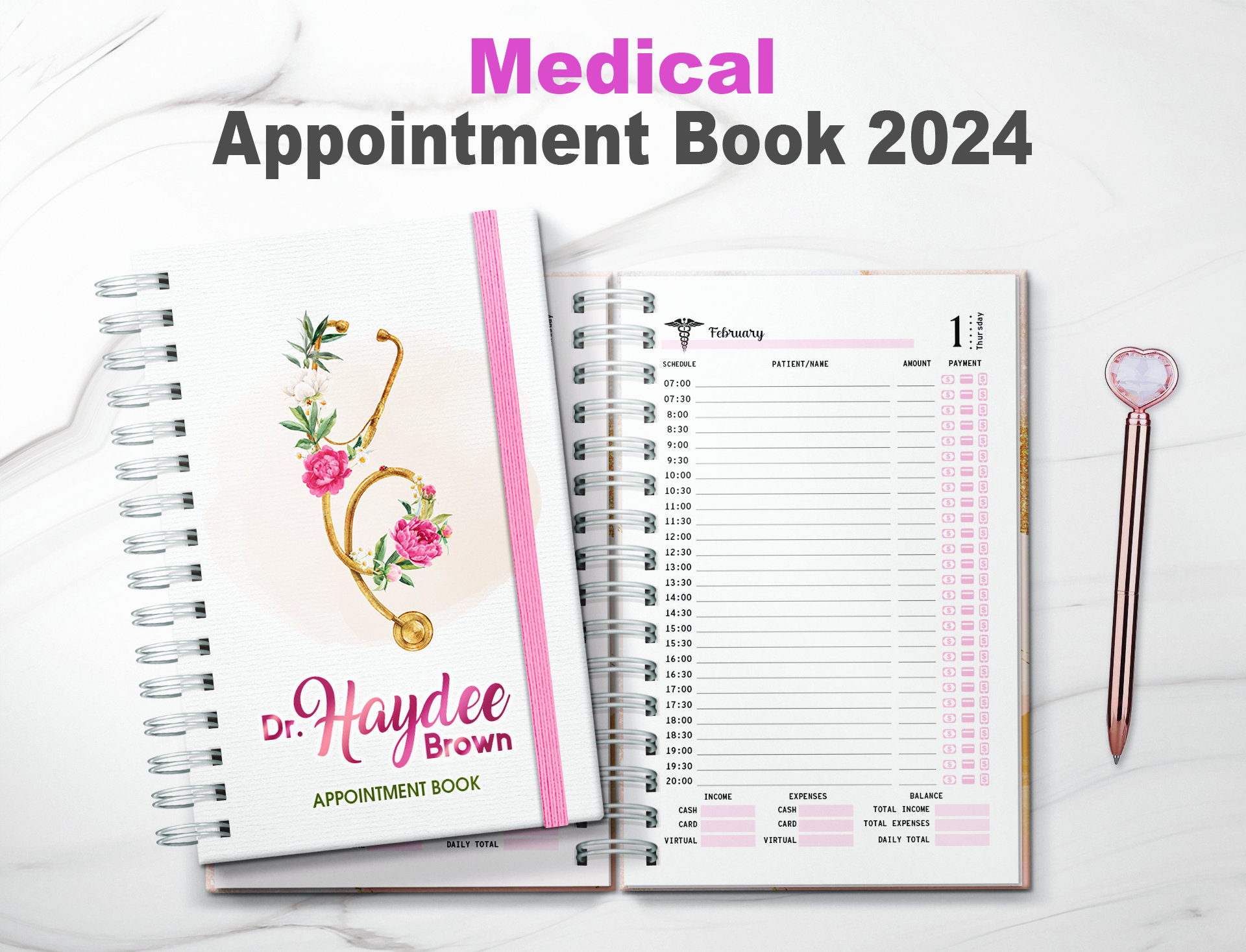 Doctor Appointment Book 2024 / Medical Appointment Book / Doctor Daily ...