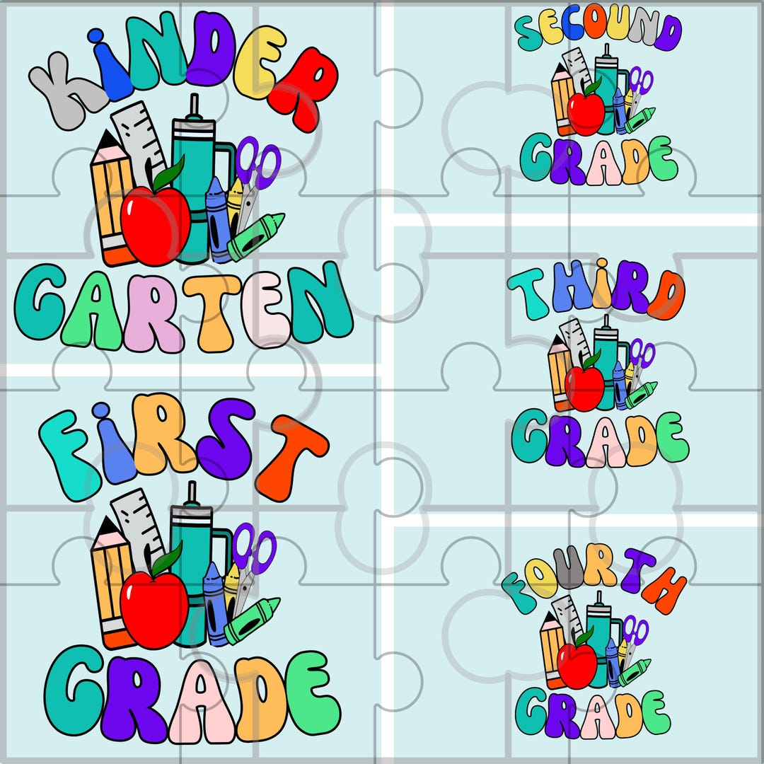 Kindergarten Retro Back to School Grade Level Bundle PNG, First Grade ...