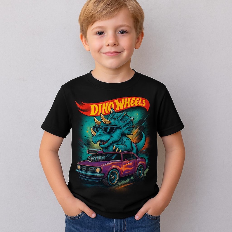 Dino Wheels Dinosaur Car PNG | Kids T-shirt Design | Triceratops & T ...