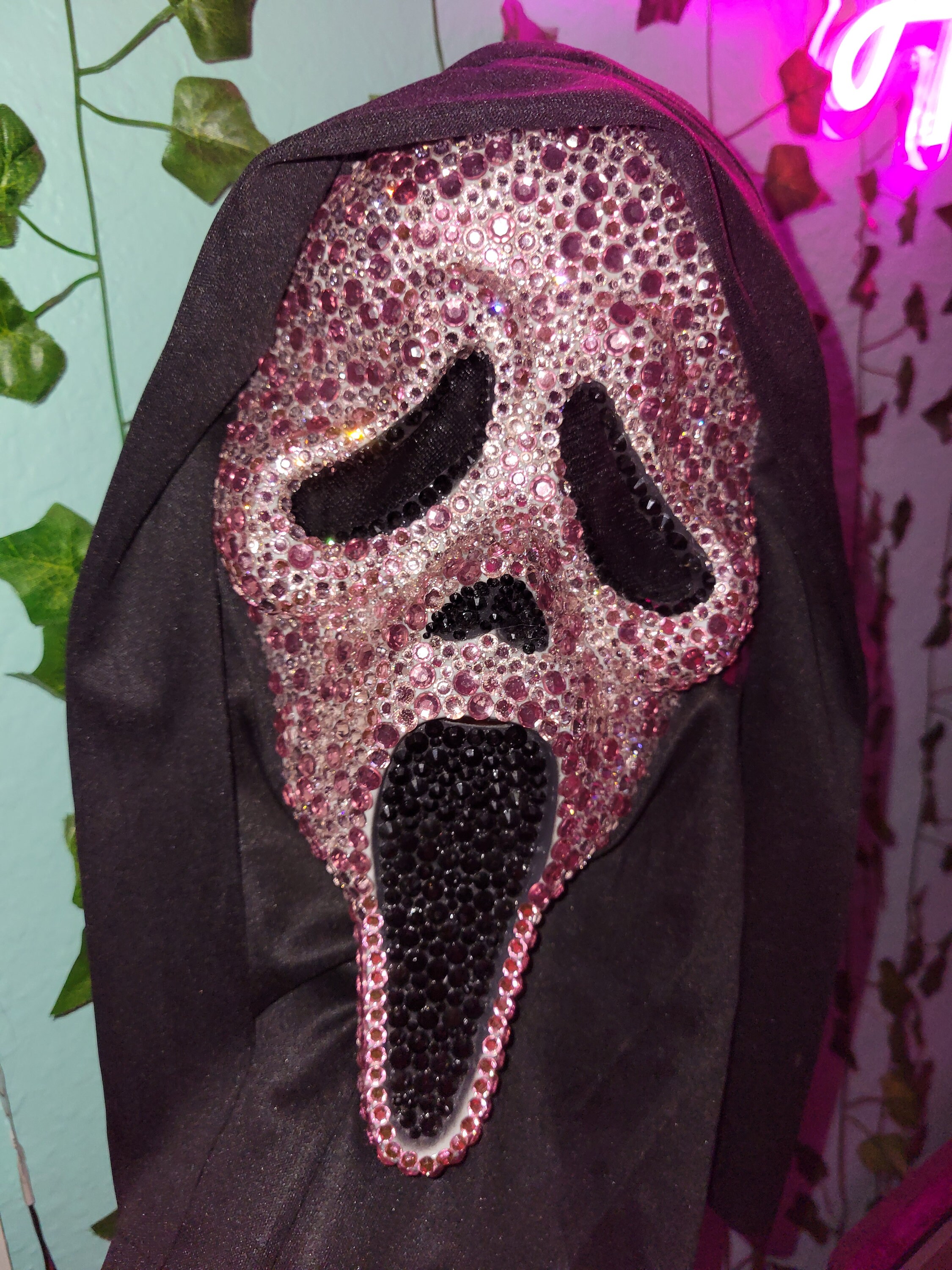 Light Pink Rhinestone Badazzeled Ghost Face Mask - Etsy