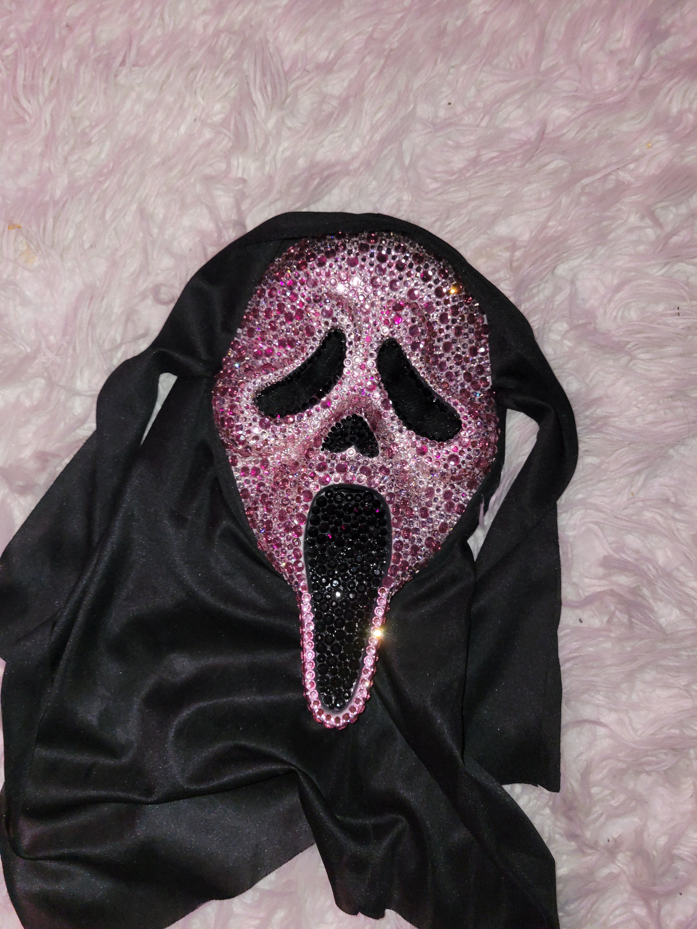 Light Pink Rhinestone Badazzeled Ghost Face Mask - Etsy