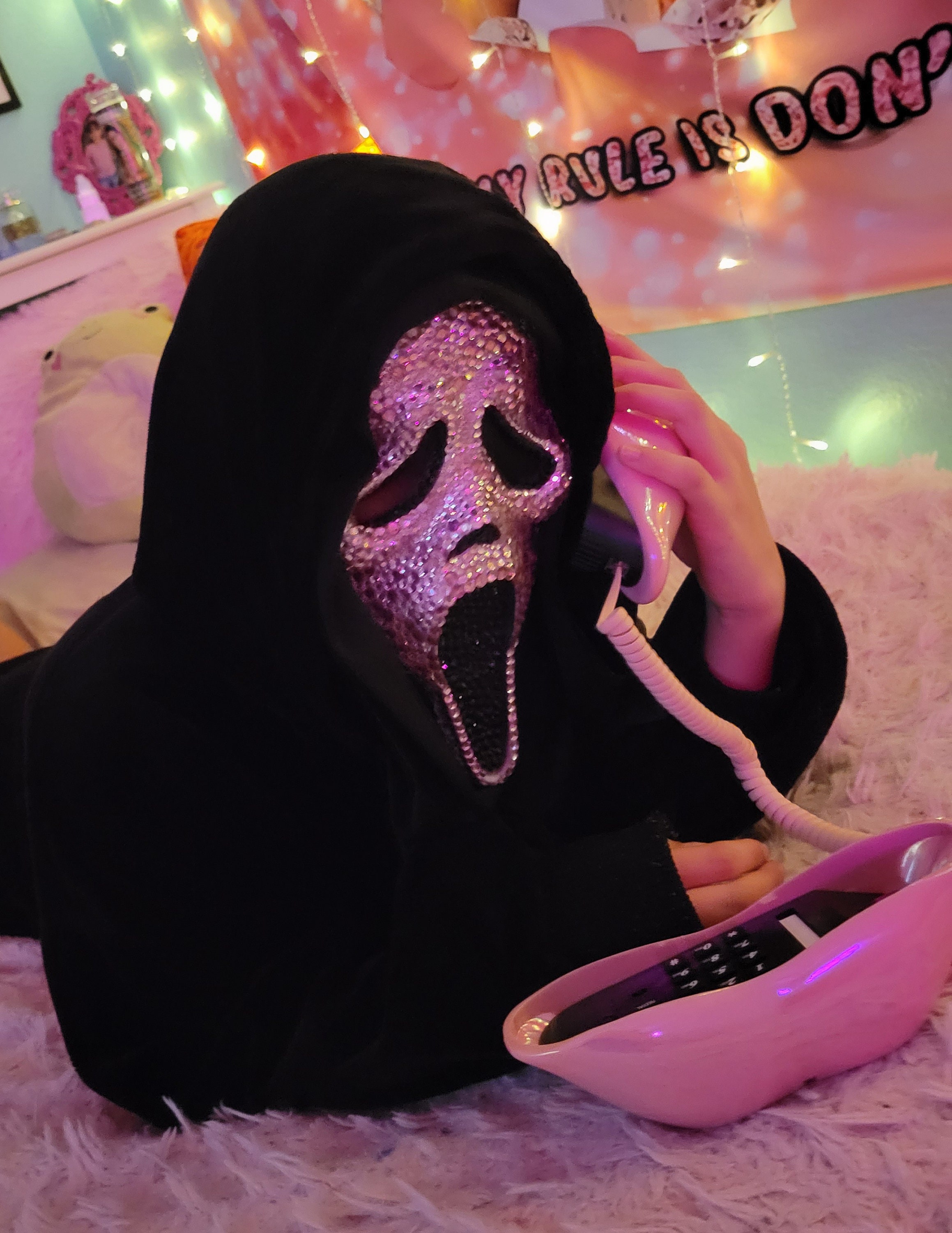 Light Pink Rhinestone Badazzeled Ghost Face Mask - Etsy