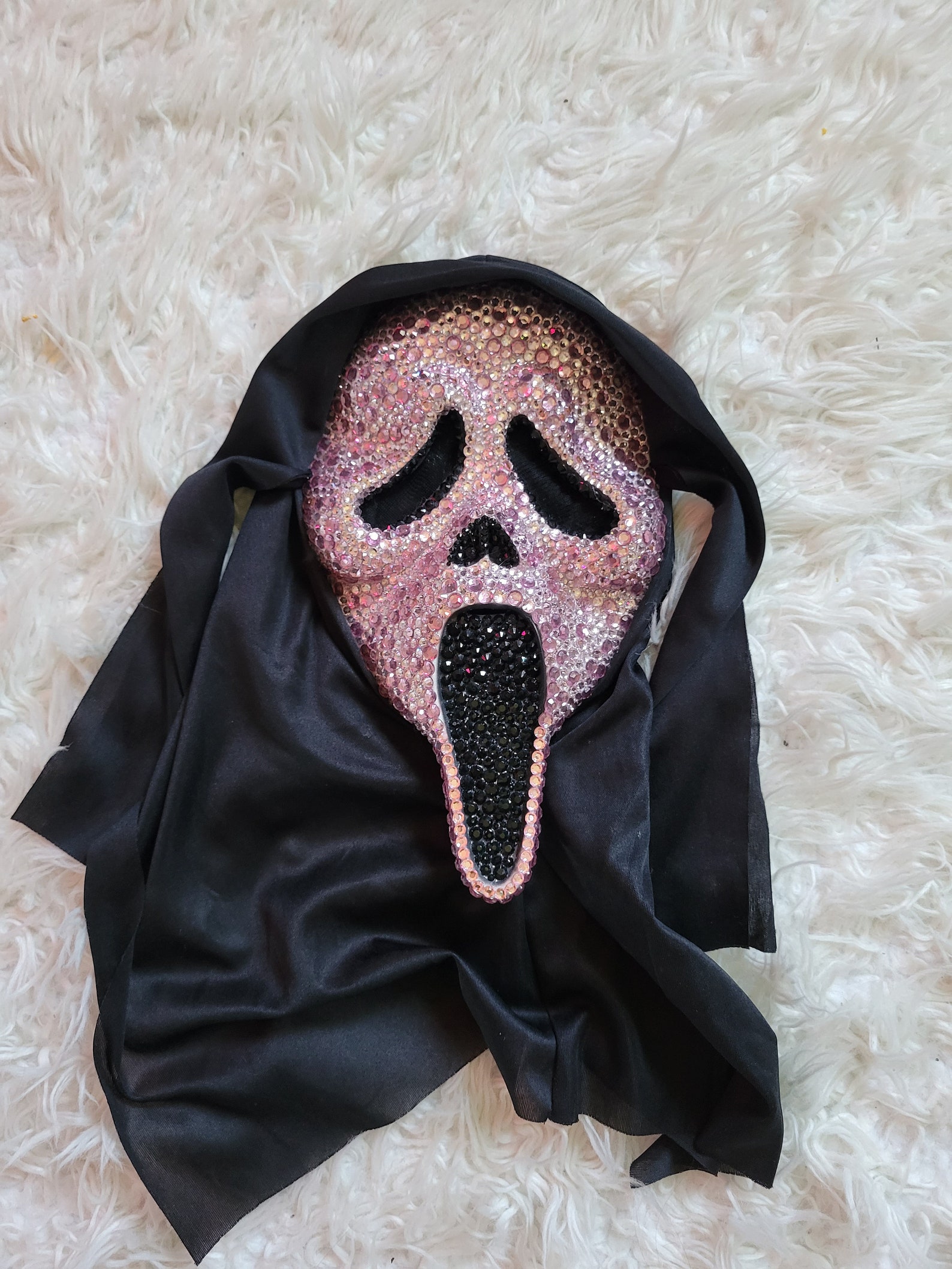 Light Pink Rhinestone Badazzeled Ghost Face Mask - Etsy