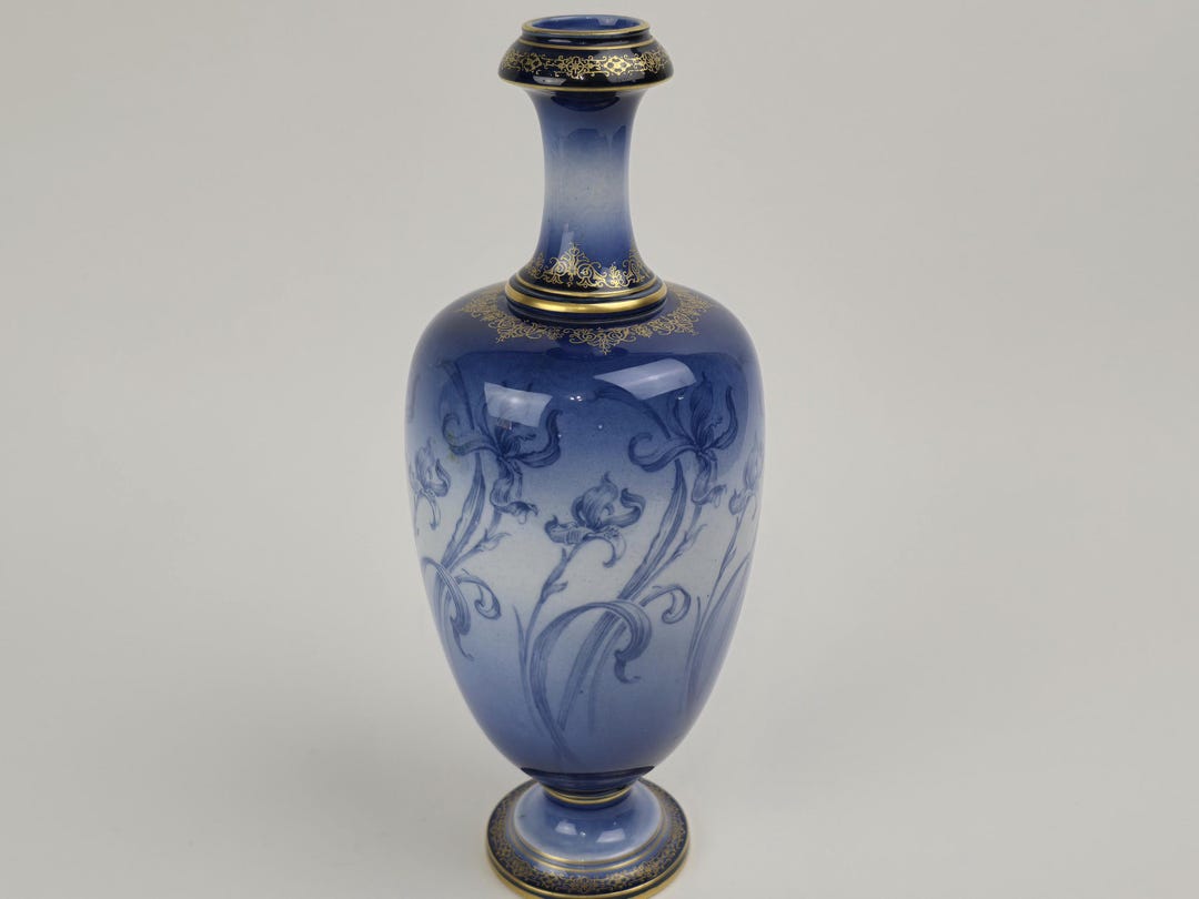 Antique Sabrina Ware Royal Worcester Art Nouveau Blue Iris Vase ...