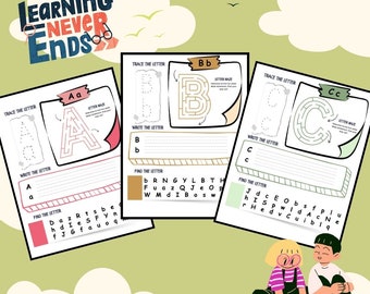 Alphabet Tracing Worksheets 26 Pages Digital Downloads Kids - Etsy