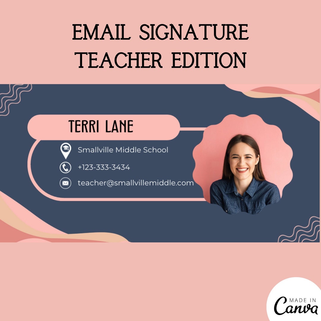 Email Signature Teacher Editable Canva Template Personalized Teacher ...