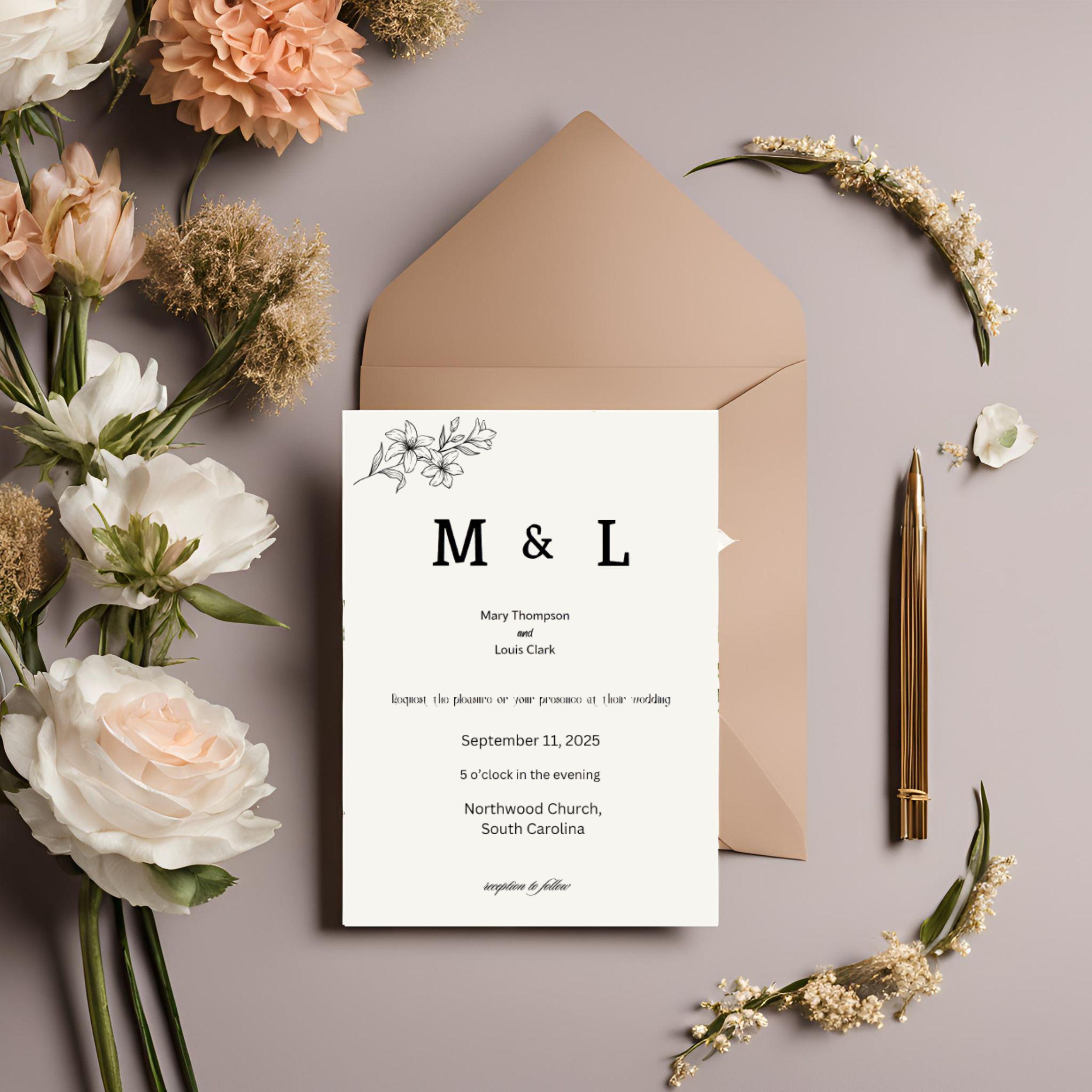 Modern and Simple Wedding Invitation - Etsy