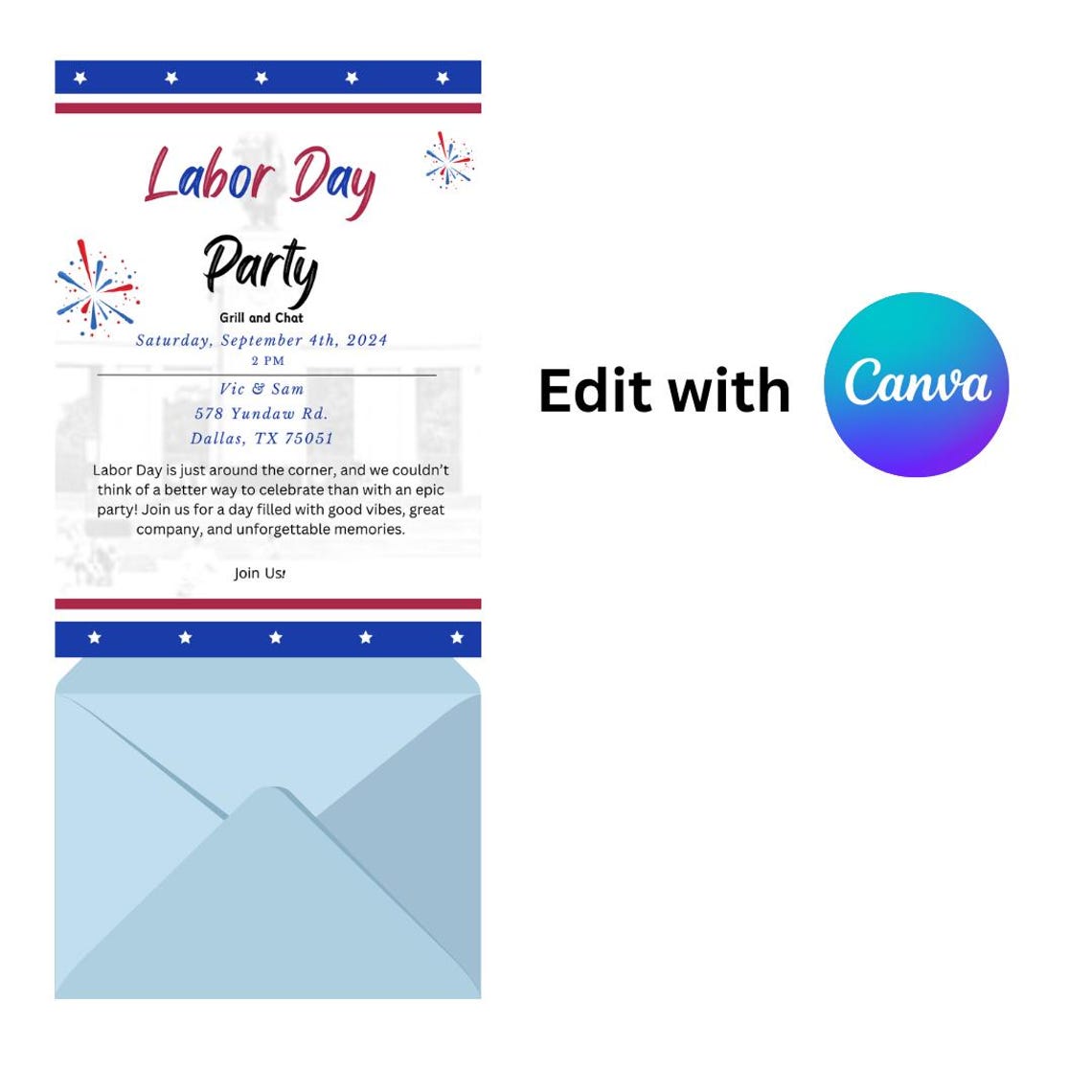 EDITABLE Labor Day Party Invitation Template September 2th Chill ...