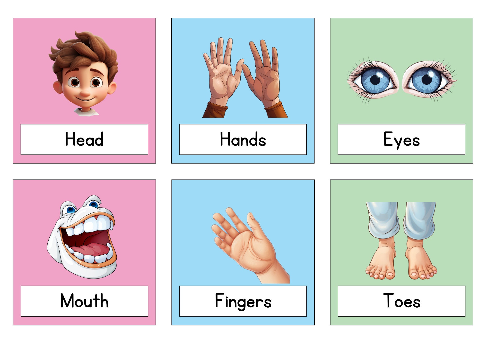 Learn and Play: Body Parts Identification Flashcards for Kids 3-7 ...