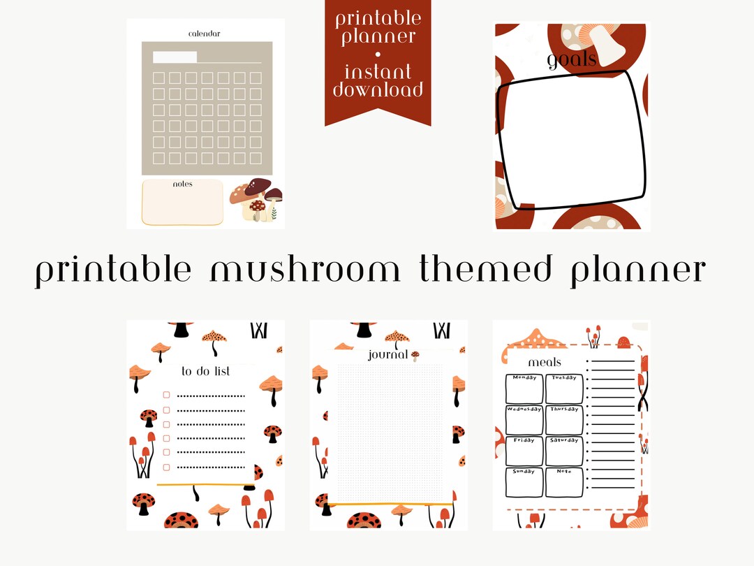 Mushroom Themed Planner - Printable - Etsy