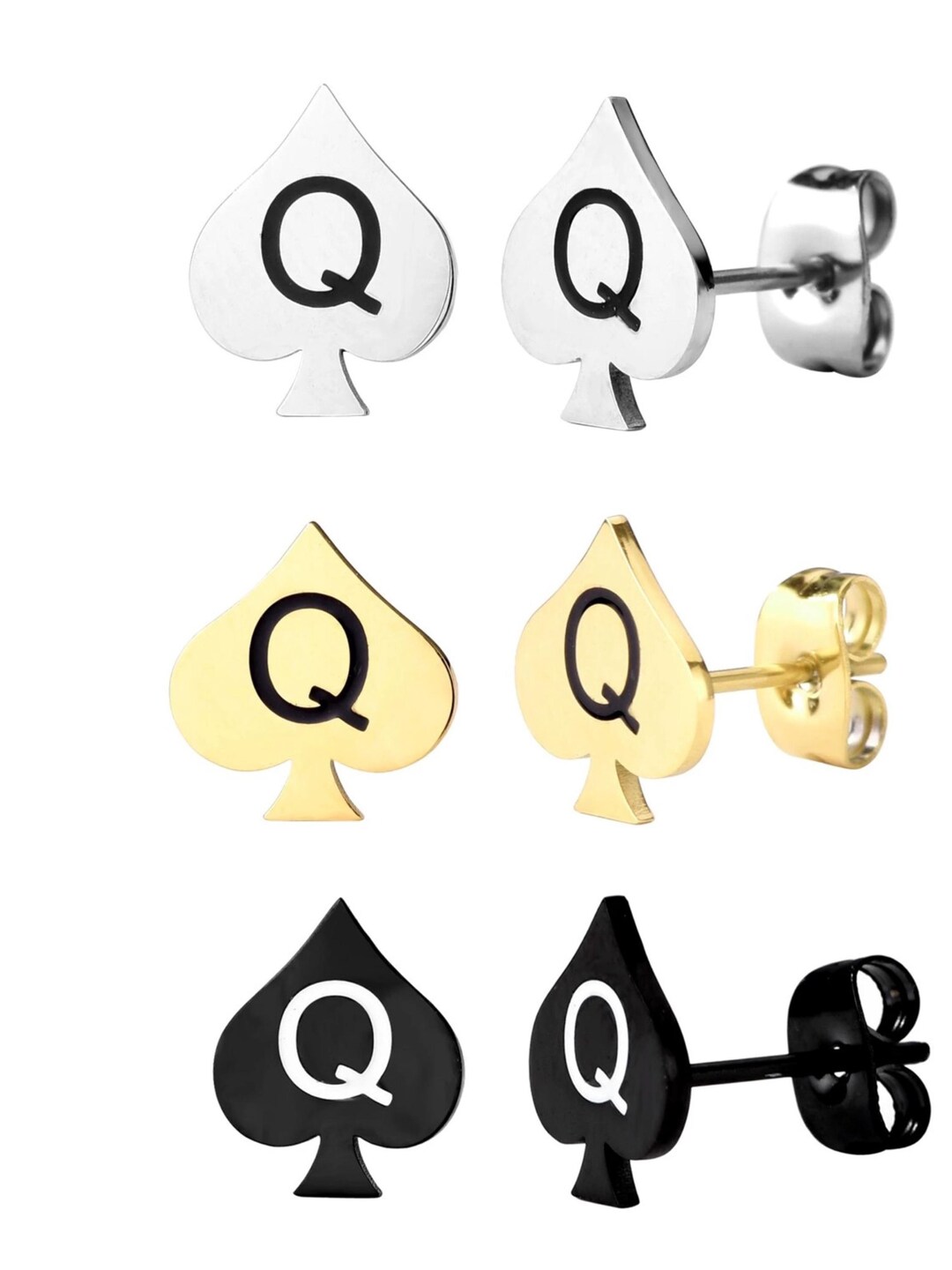 Queen of Spades Earrings - Black, Gold, or Silver QOS Earrings Swinger ...