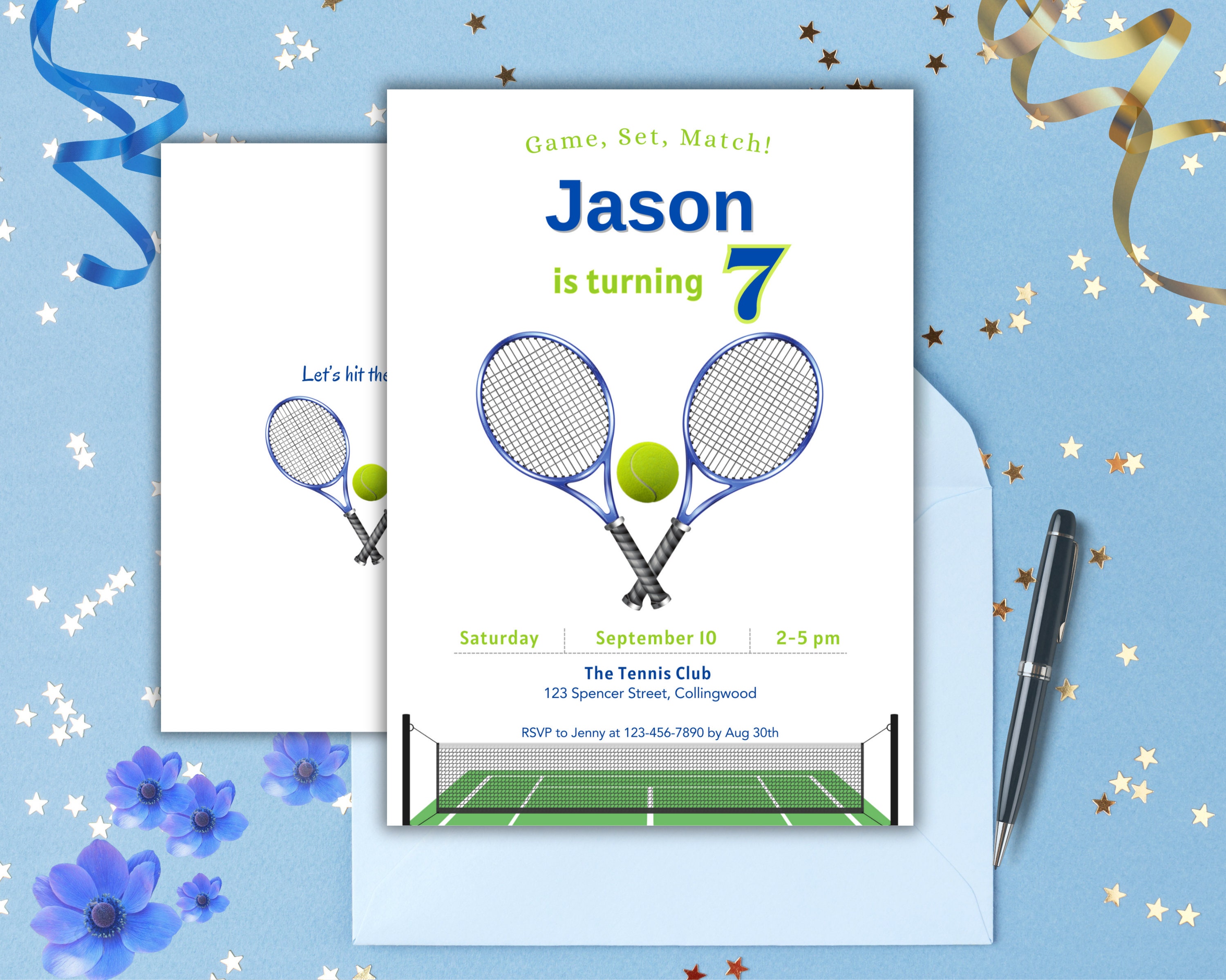 Tennis Birthday Invitation TEMPLATE | EDITABLE | Matchpoint | Tennis ...