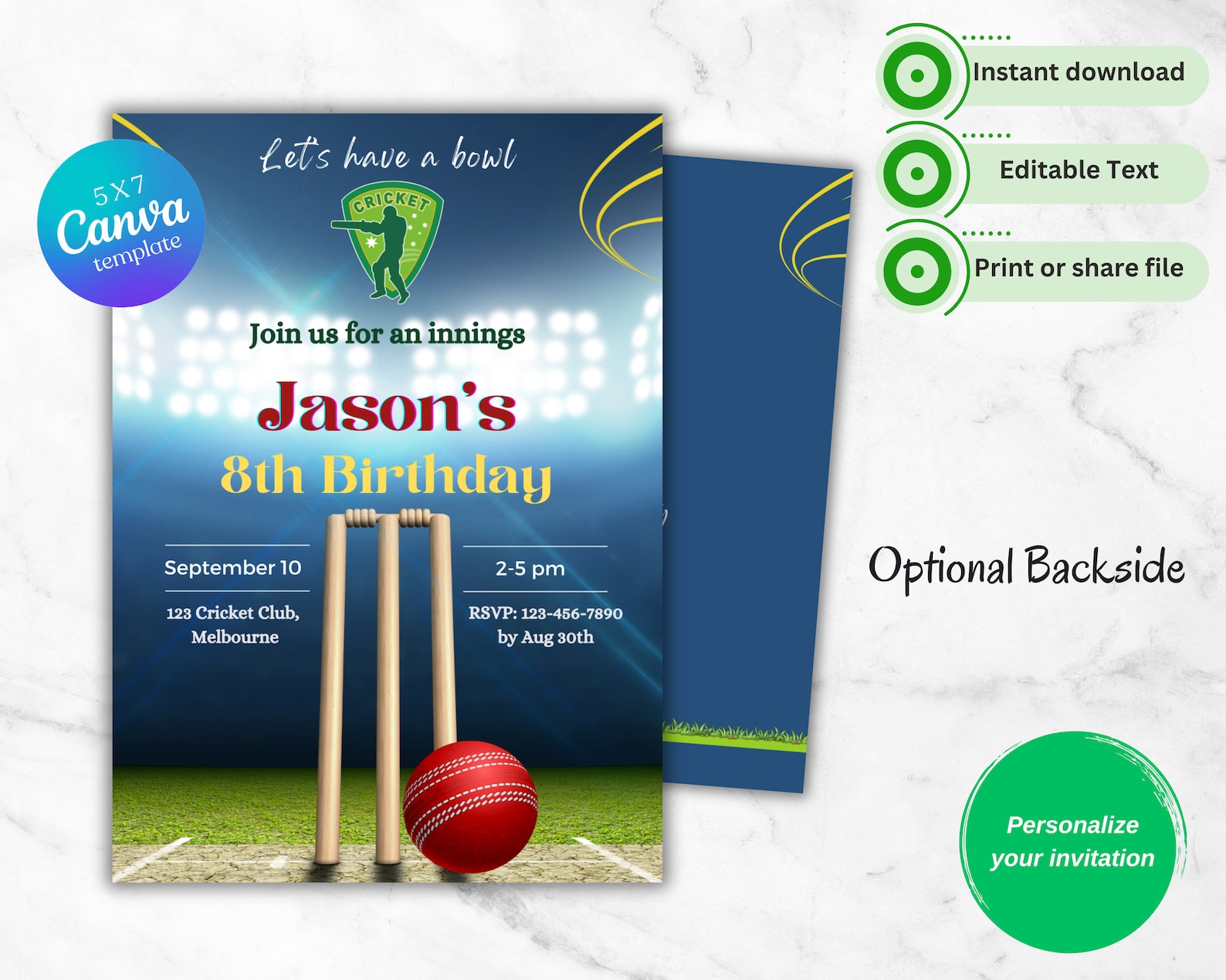 Cricket Theme Birthday Template EDITABLE, Sports Theme, PRINTABLE ...
